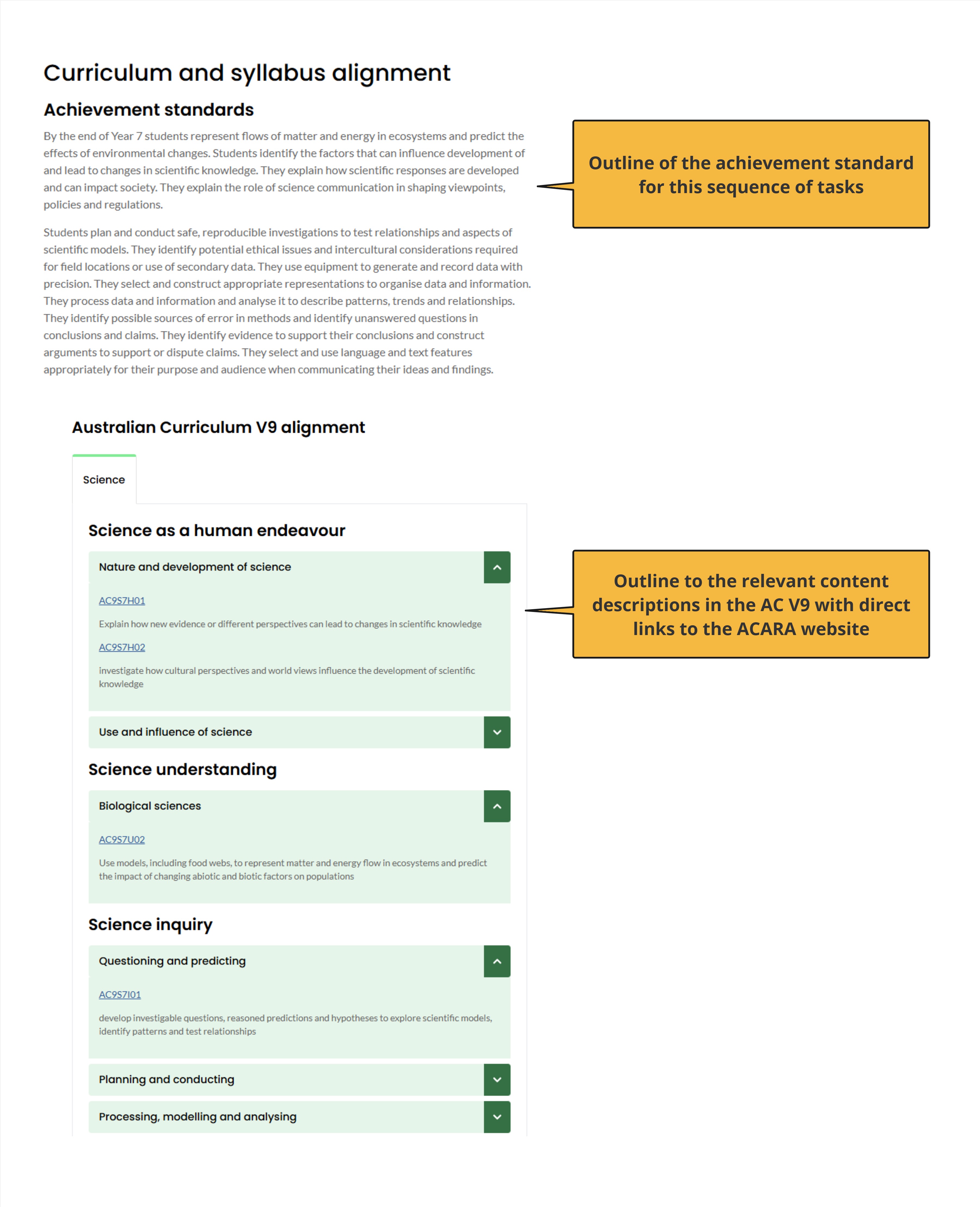 Curriculum And Syllabus Alignment Science Connections